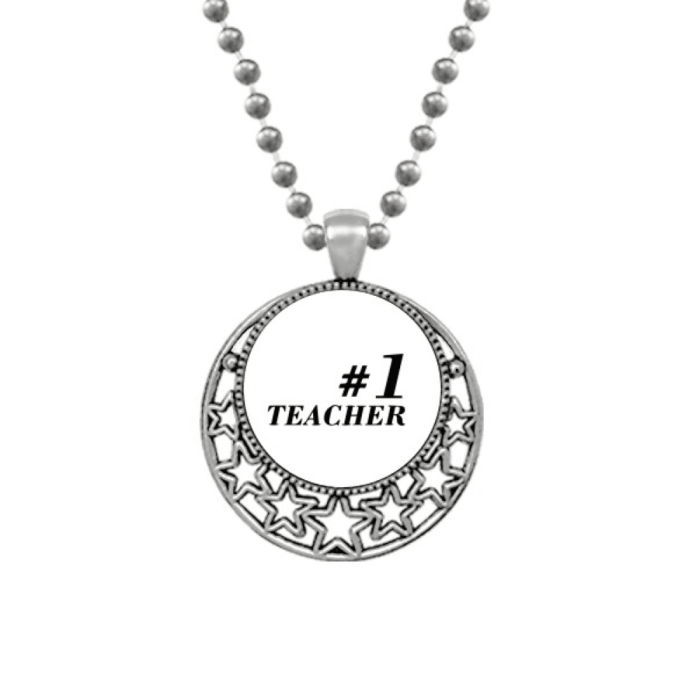 Number.1 Teacher Student Quote Necklaces Pendant Retro Moon Stars ...