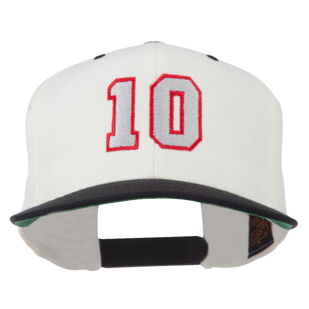 Number 10 Embroidered Classic Two Tone Snapback Cap - Natural Black ...