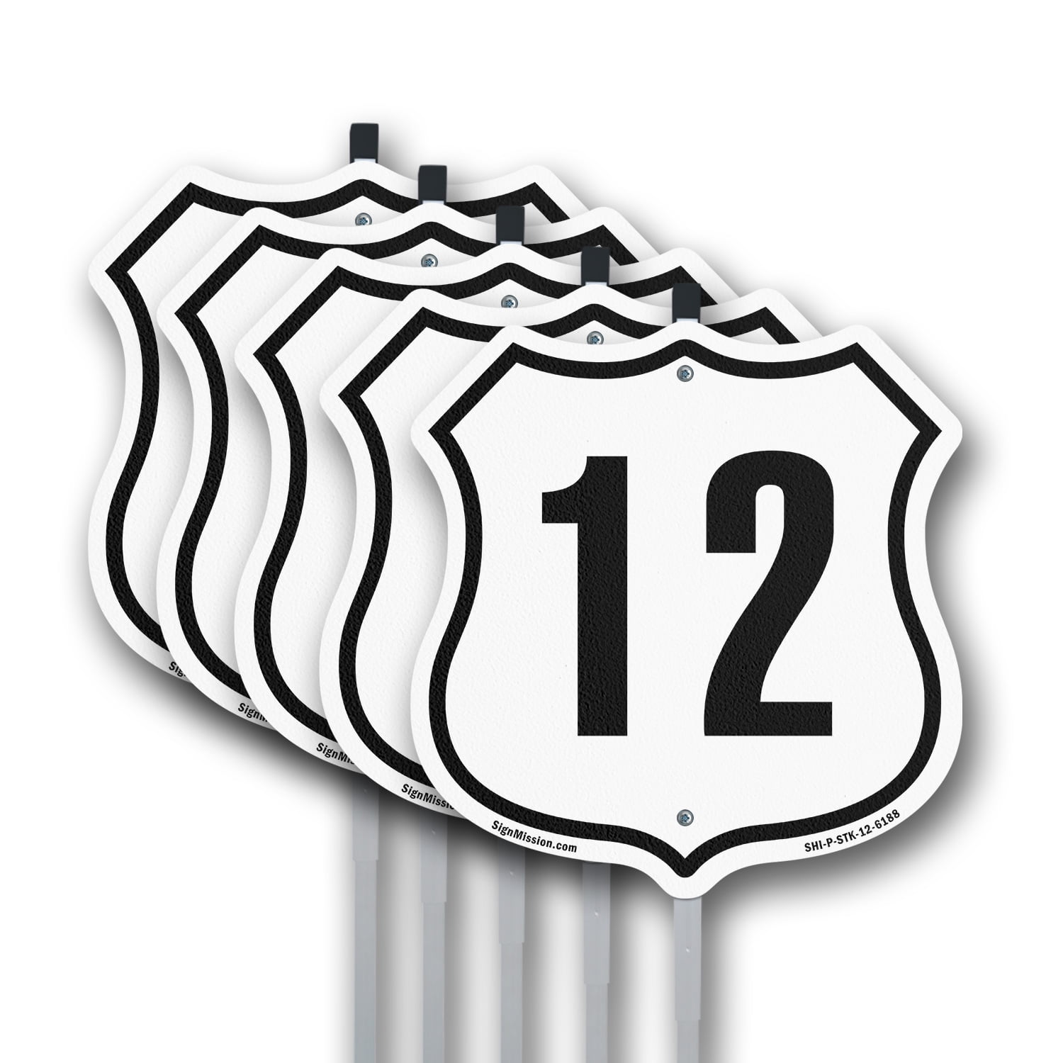 Number 12 (5 Pack) 12 inch X 12 inch Shield Shaped Commercial Grade ...