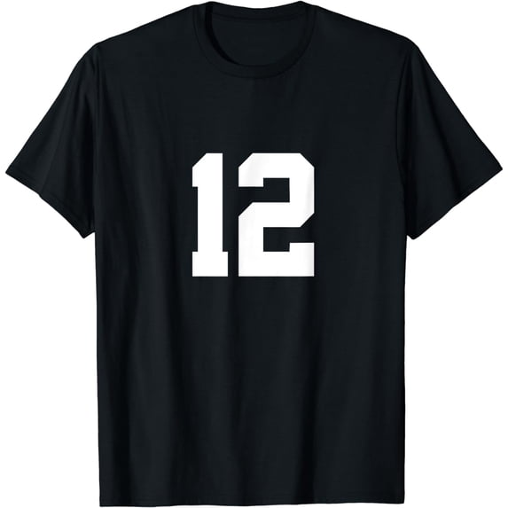 Number 12 Front & Back Numbers Sports Team Jersey Birthday T-Shirt ...