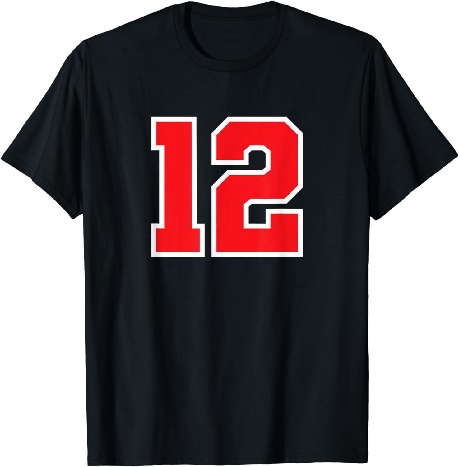 Number #12 Sports Jersey Birthday Age Lucky Number Red White T-Shirt ...