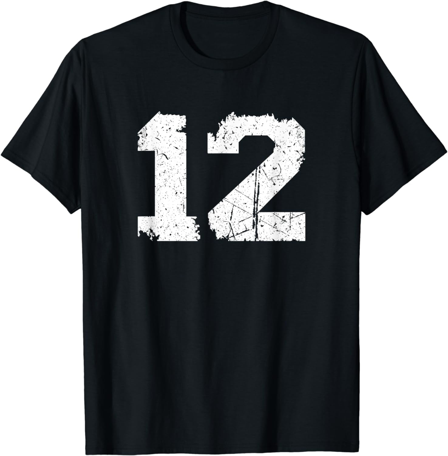 Number #12 Sports Jersey Vintage Torn White Lucky Number T-Shirt ...