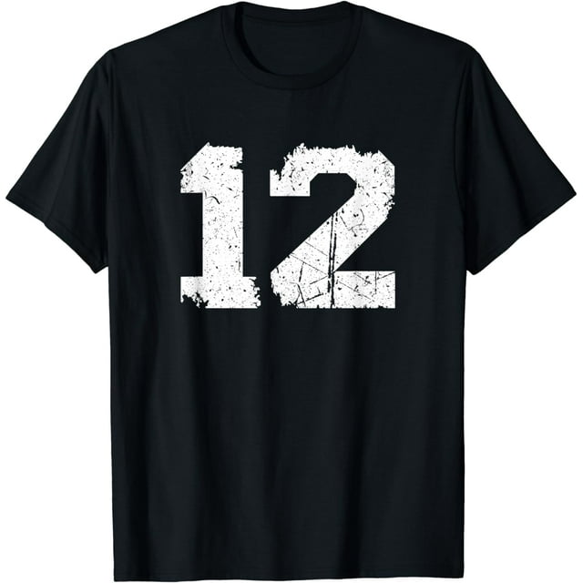 Number #12 Sports Jersey Vintage Torn White Lucky Number T-Shirt ...