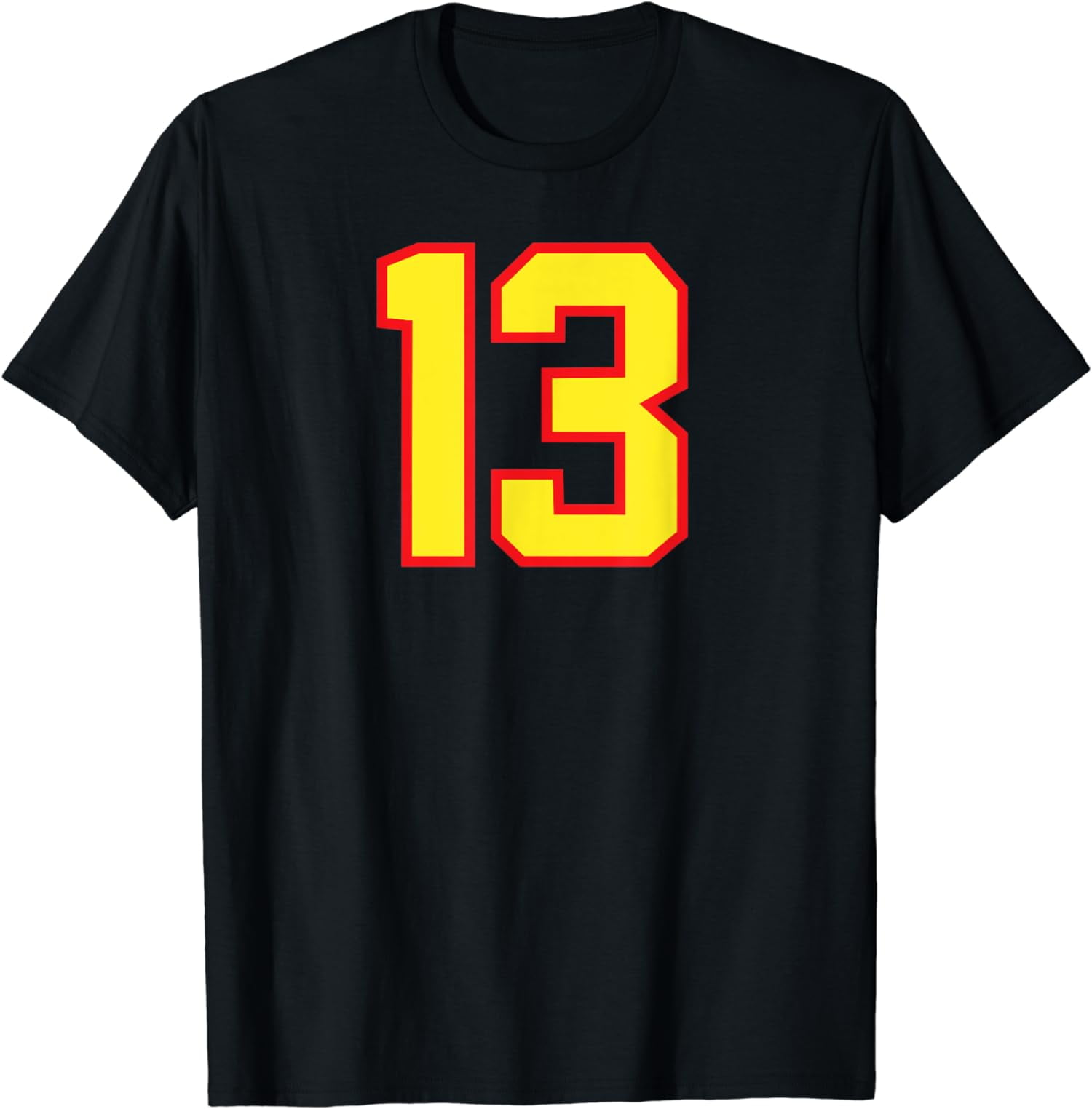 Number #13 Sports Jersey Athlete Yellow Red Varsity T-Shirt - Walmart.com
