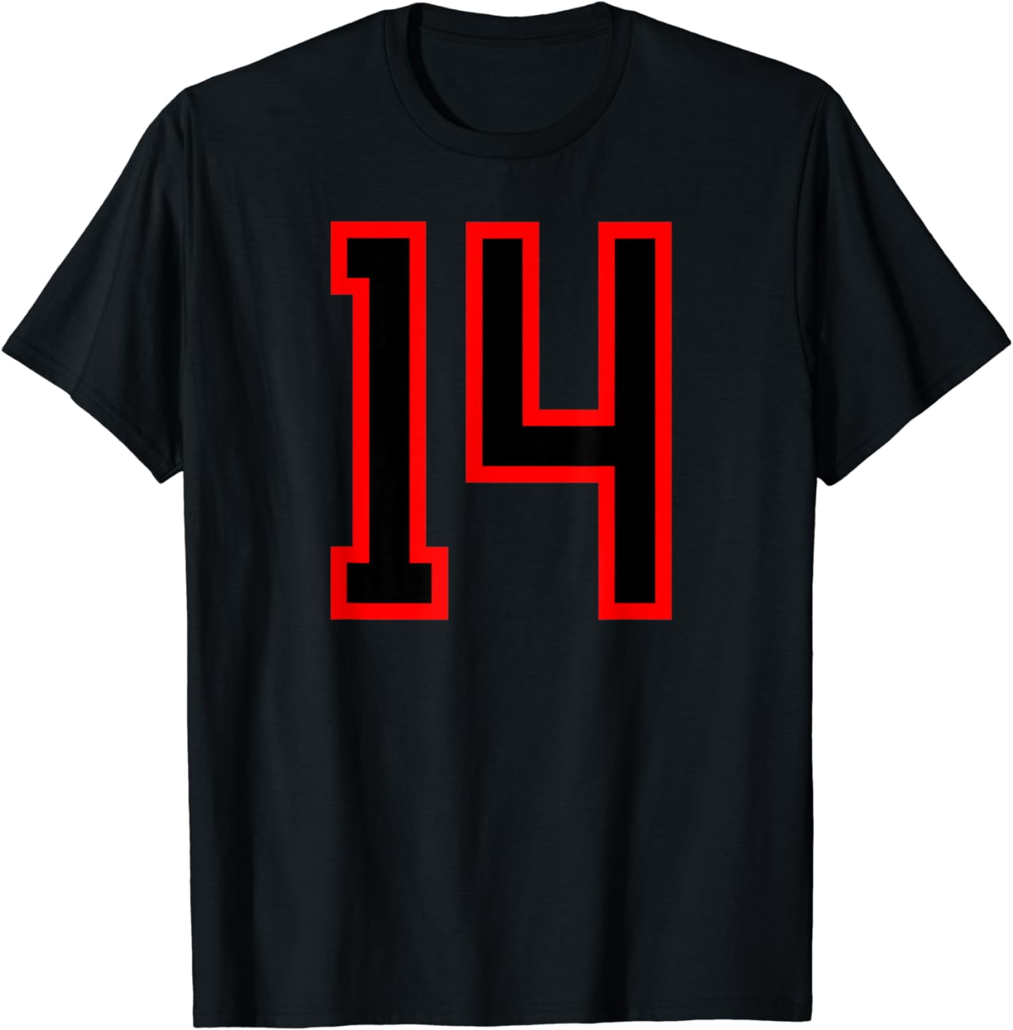 Number #14 Red Black Sports Jersey Birthday Lucky Number 14 T-Shirt ...