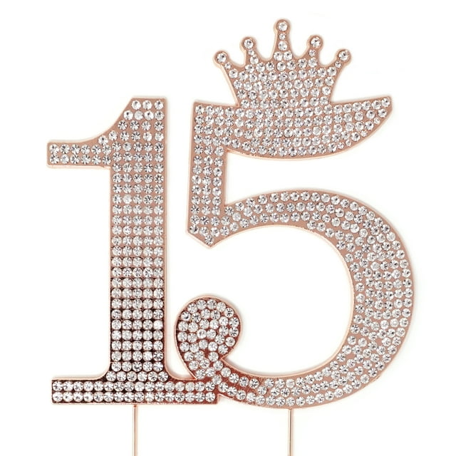 Number 15 Quinceanera Rhinestone Princess Crown Monogram Birthday Cake ...
