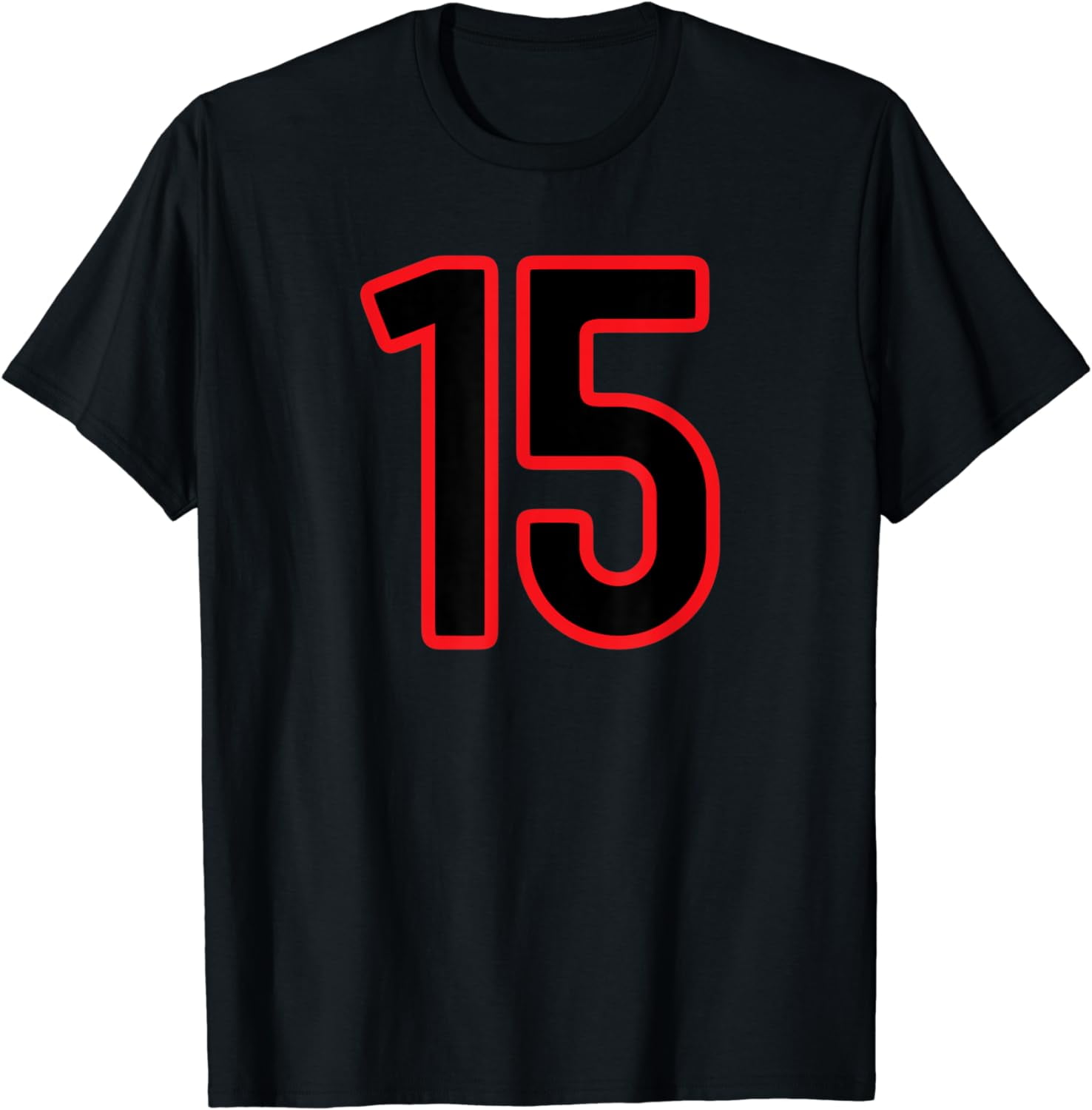Number #15 Sports Jersey Red Black Favorite Lucky Number T-Shirt ...