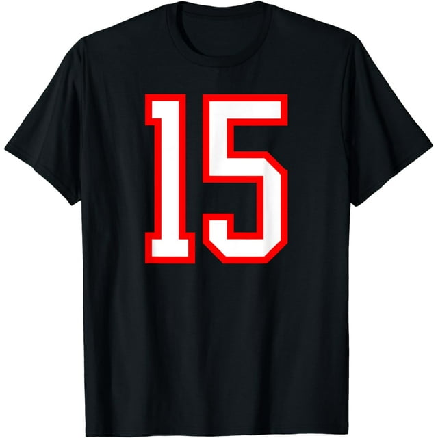 Number #15 White Red Sports Jersey Birthday Lucky Number 15 T-Shirt ...