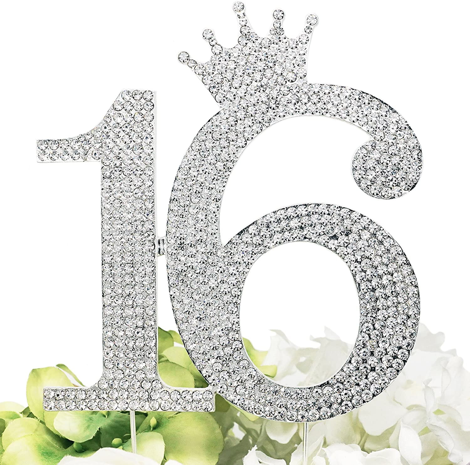 Number 16 Rhinestone Crown Cake Topper - Sweet 16th Birthday Party ...