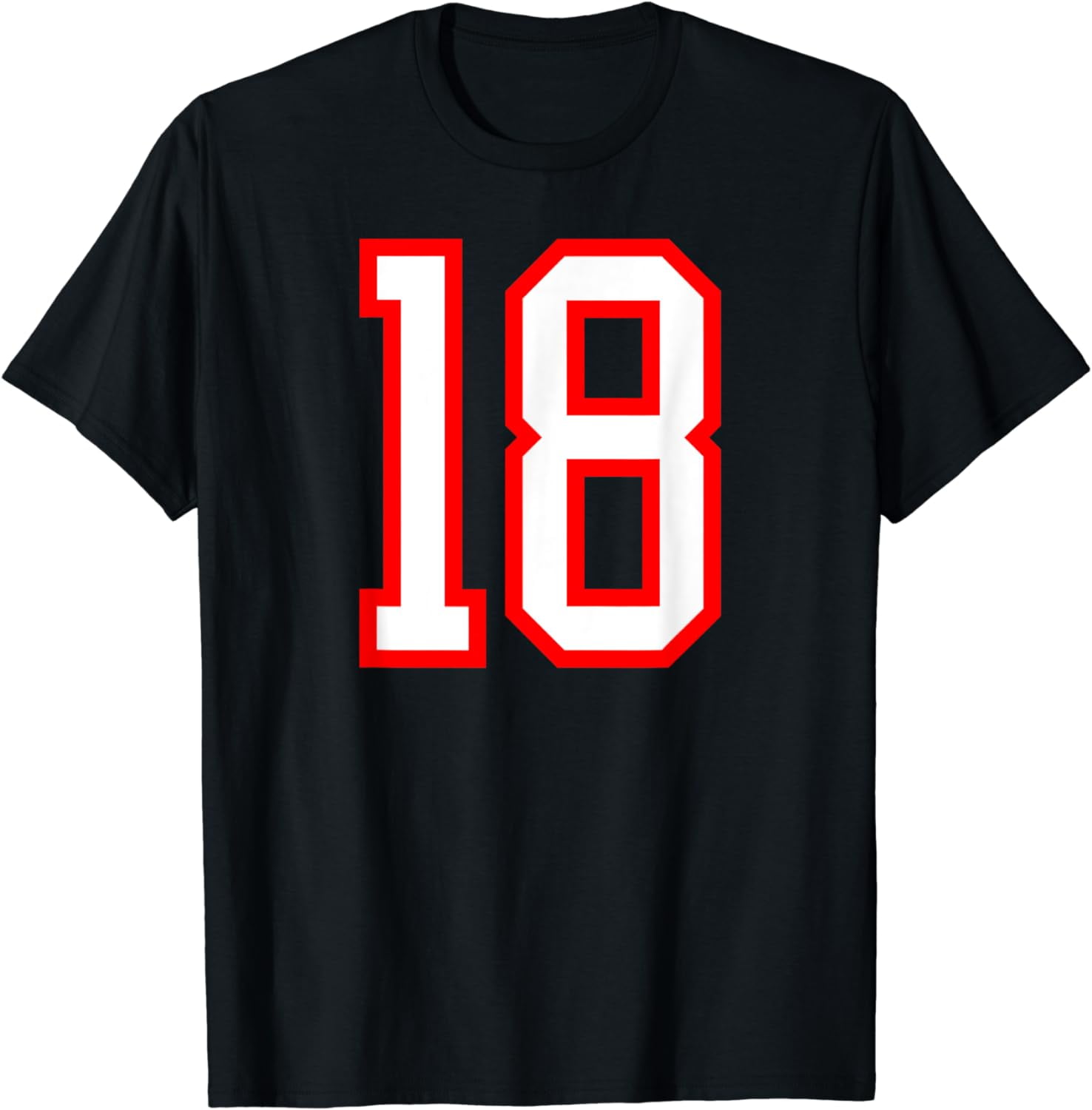 Number #18 White Red Favorite Number 18 T-Shirt - Walmart.com