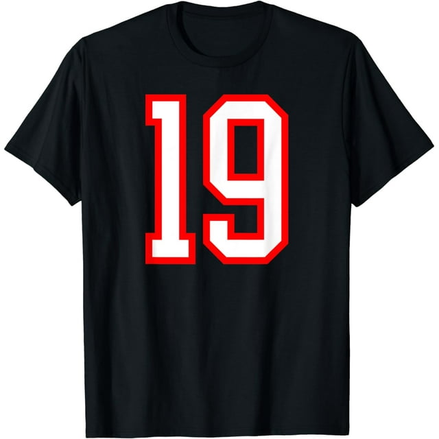 Number #19 White Red Sports Jersey Birthday Lucky Number 19 T-Shirt ...