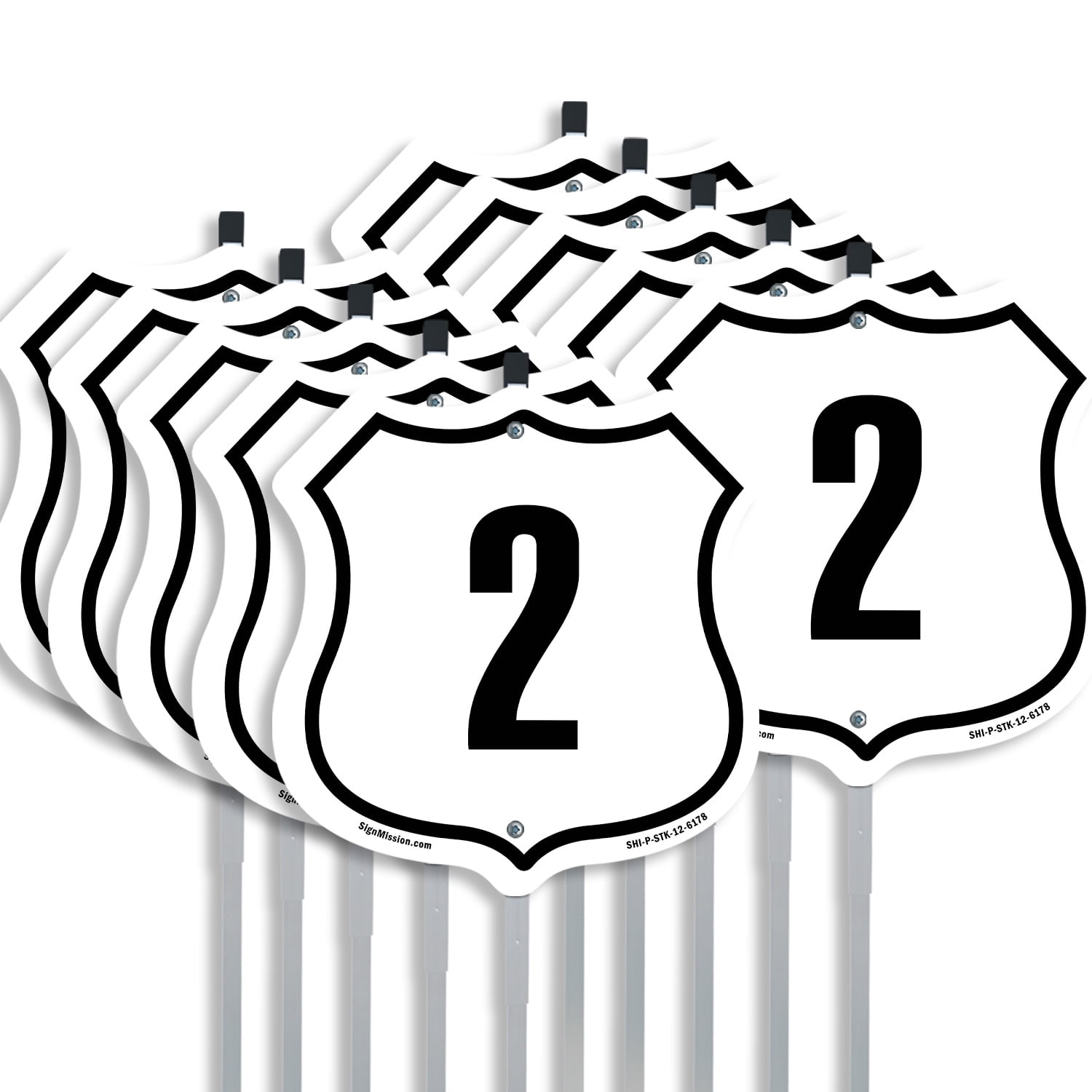 Number 2 (10 Pack) 12 inch X 12 inch Shield Shaped Commercial Grade ...