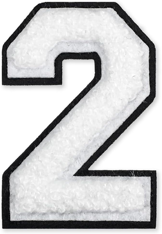 Number 2 - Chenille Embroidery Varsity Iron-On Patch by pc, 2-1/2", TR ...