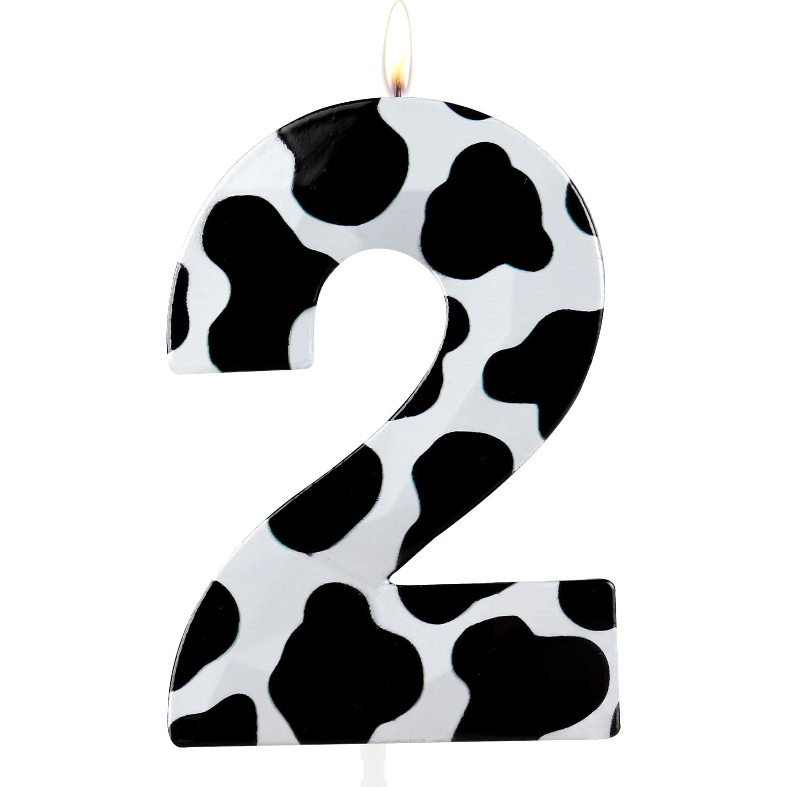 Number 2 Cow Birthday Candle Metallic 3D, Farm Animal Zoo Themed Cake ...