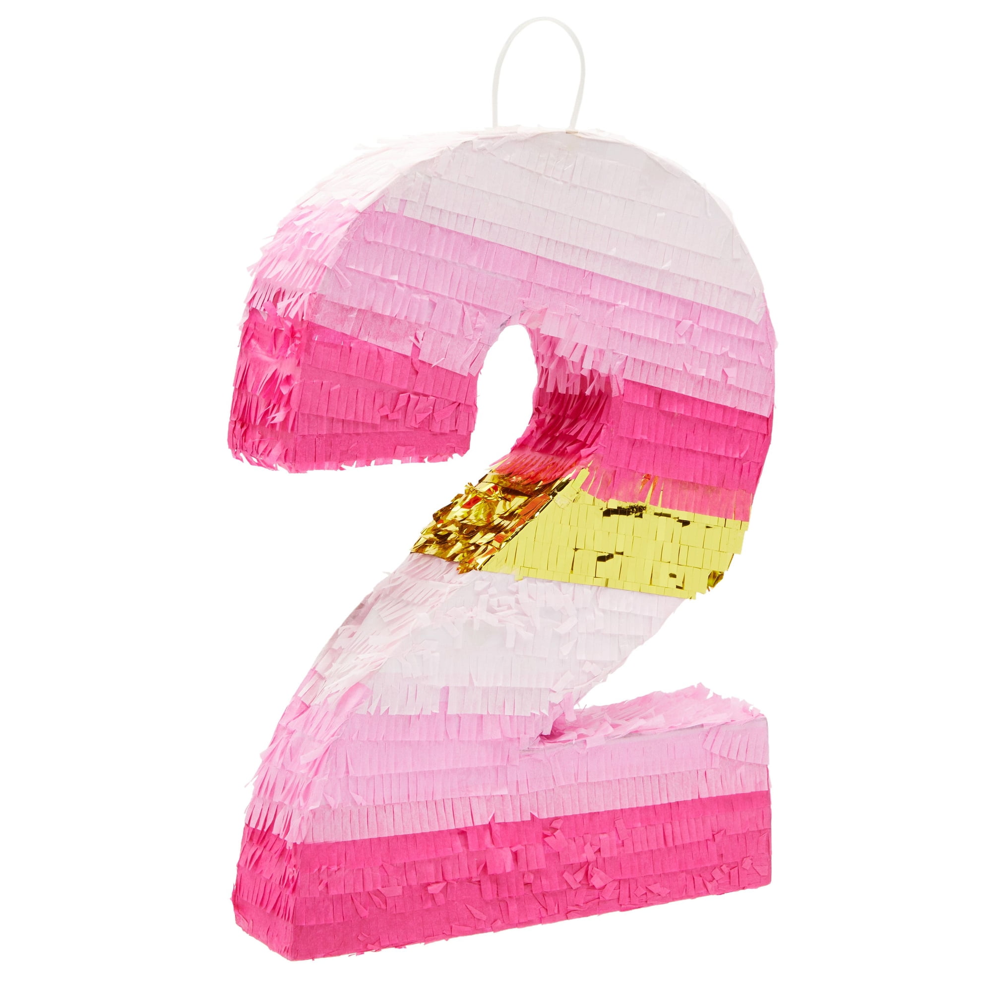 Walmart Number 2 Pinata, Pink and Gold Foil for Girls 2nd Birthday ...