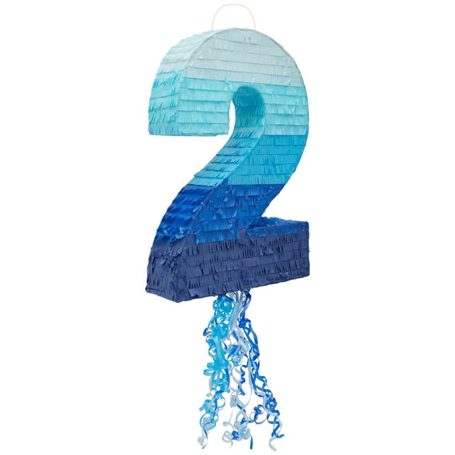 Ombre Blue Number 2 Pinata - Ideal for Boys 2nd Birthday Decorations ...
