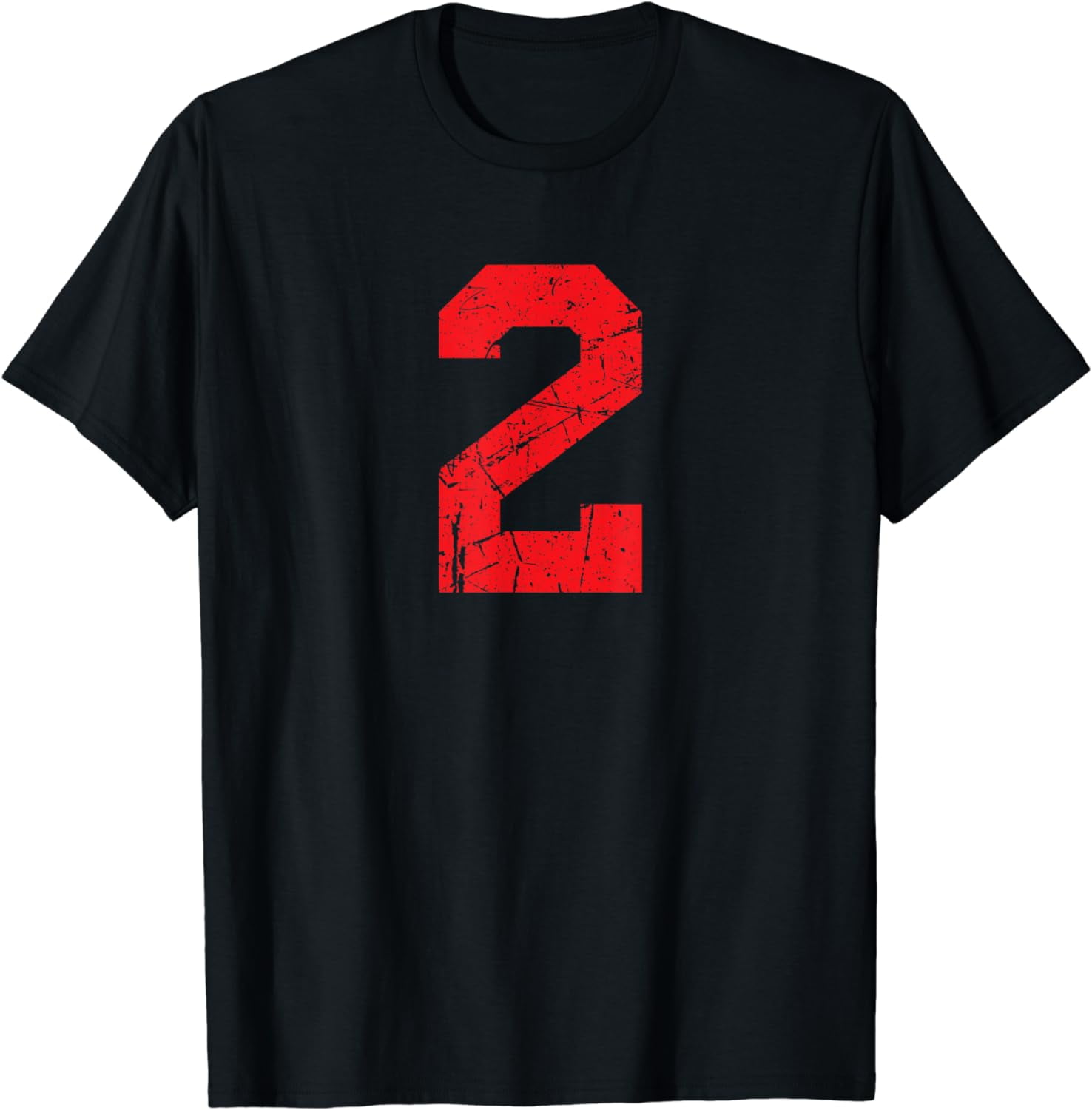 Number #2 Sports Jersey Red Distressed Vintage Lucky Number T-Shirt ...
