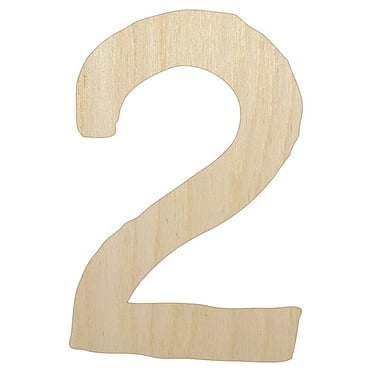 Number 2 Two Fun Bold Font Wood Shape Unfinished Piece Cutout Craft DIY ...