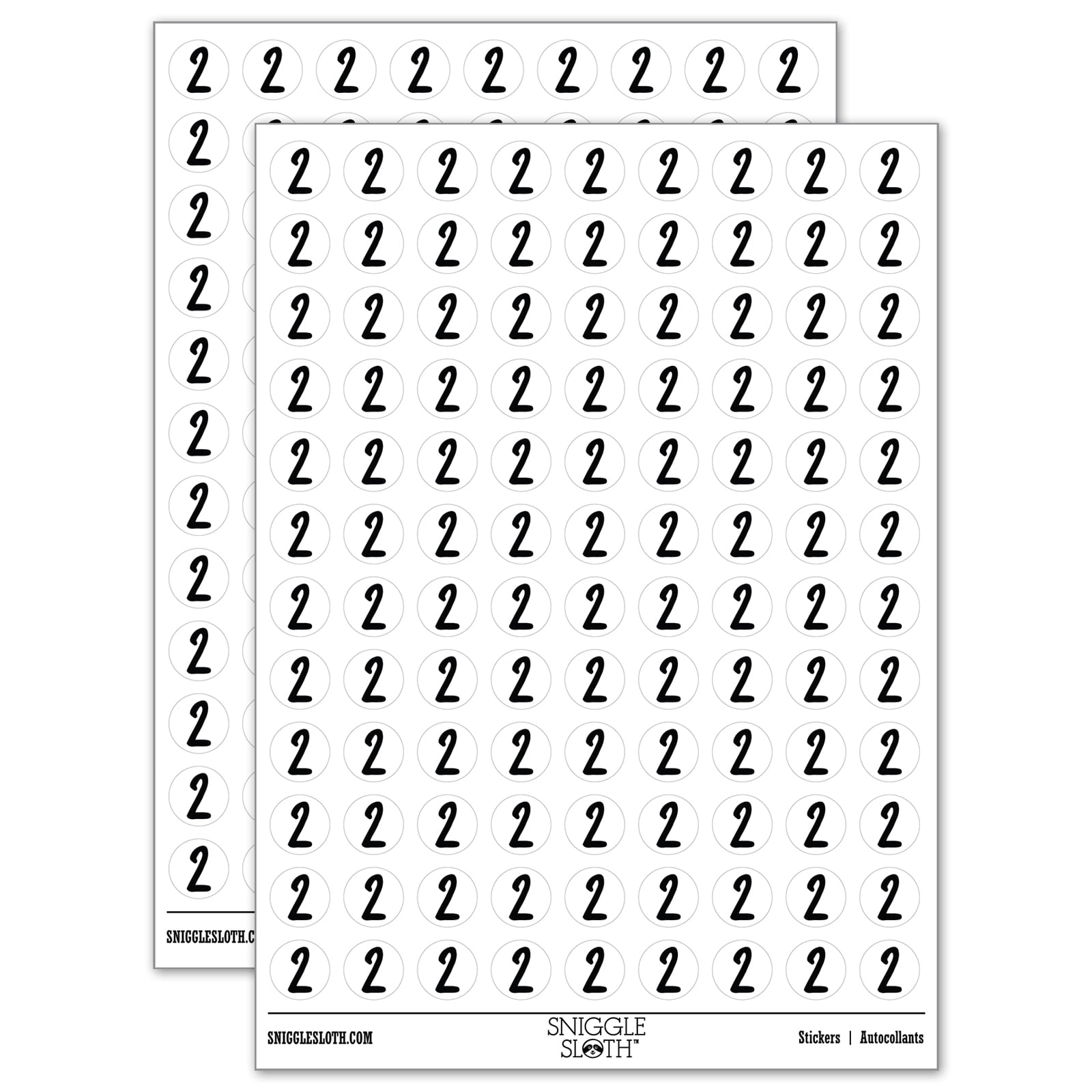 Number 2 Two Felt Marker Font 200+ Round Stickers - White - Matte ...
