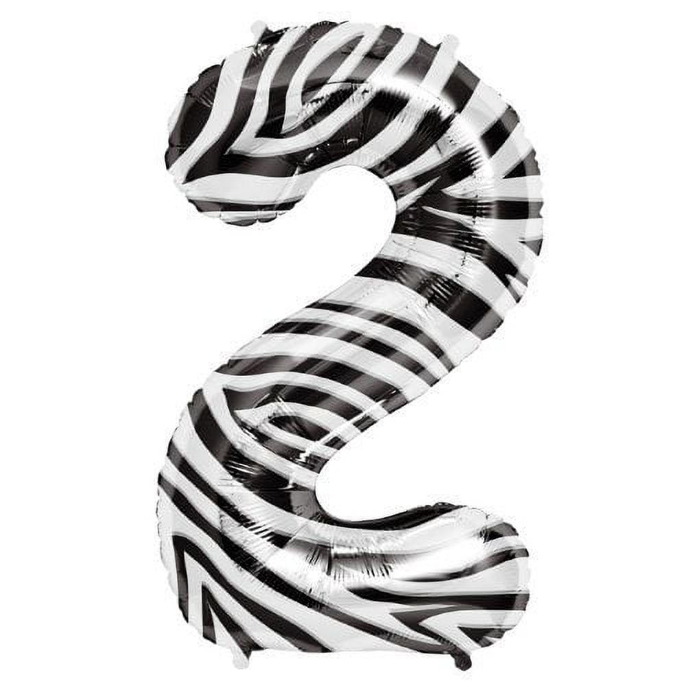 Number 2 - Zebra Helium Foil Balloon - 34 inch - Walmart.com