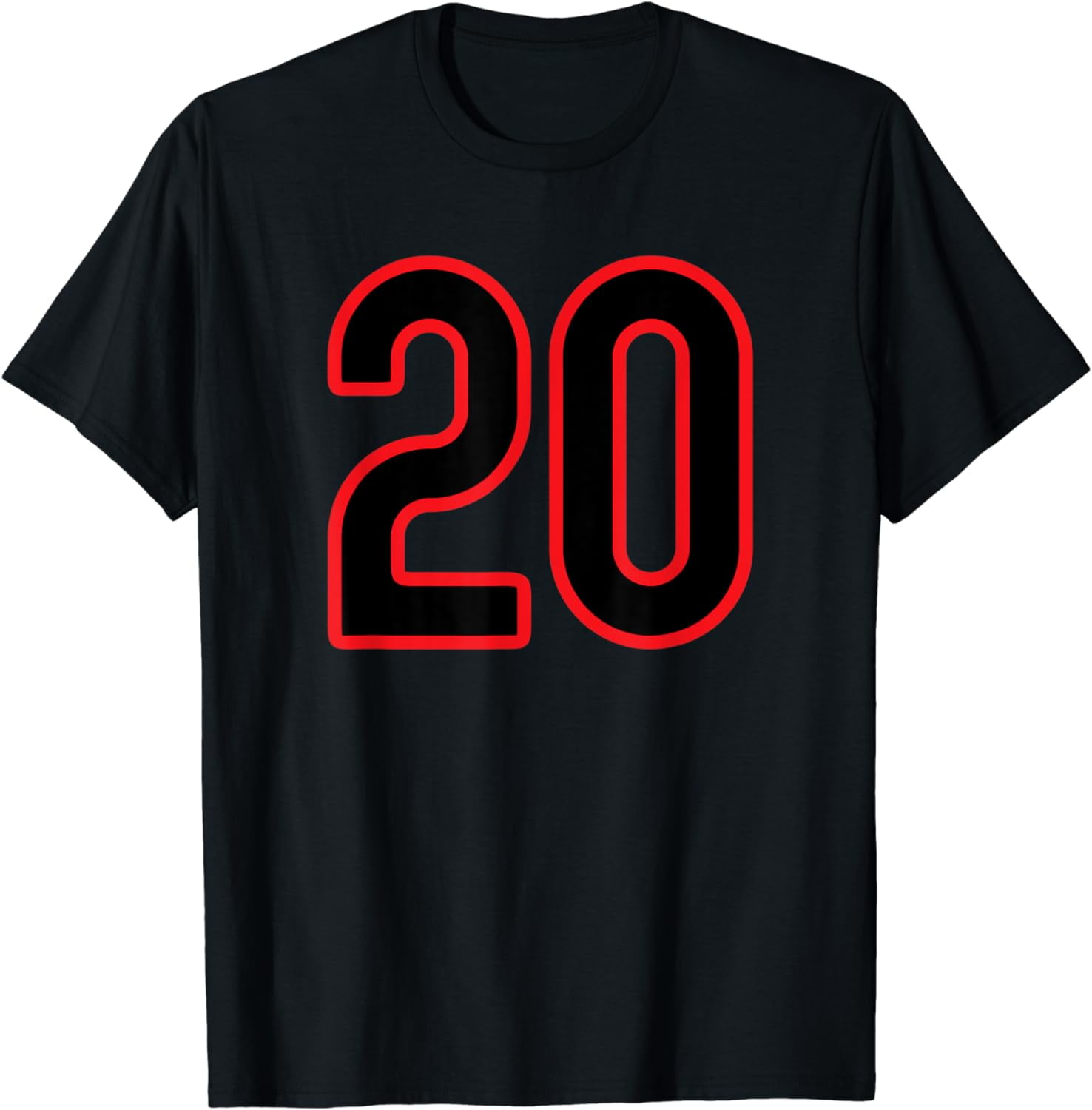 Number #20 Sports Jersey Red Black Favorite Lucky Number T-Shirt ...
