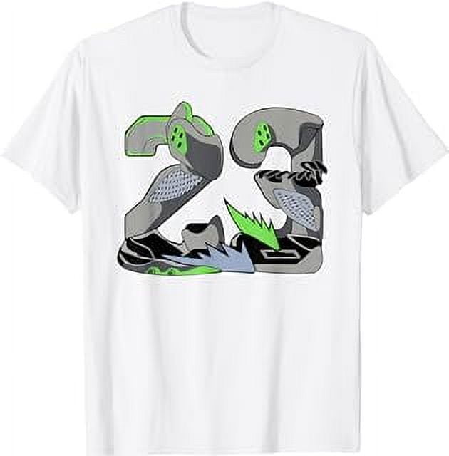 Number 23 Drip Kicks Retro Green Bean 5s Matching T-Shirt - Walmart.com