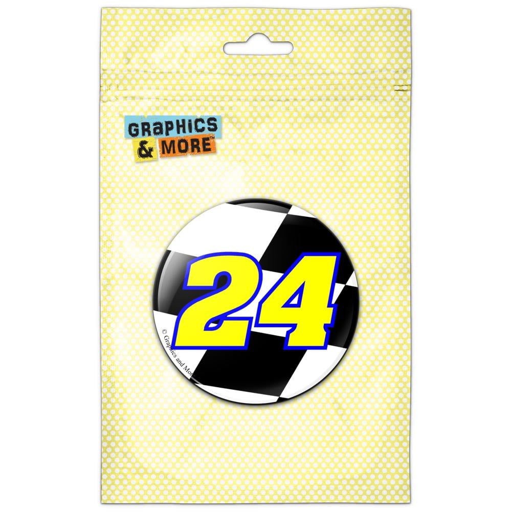 Number 24 Checkered Flag Racing Refrigerator Button Magnet - Walmart.com