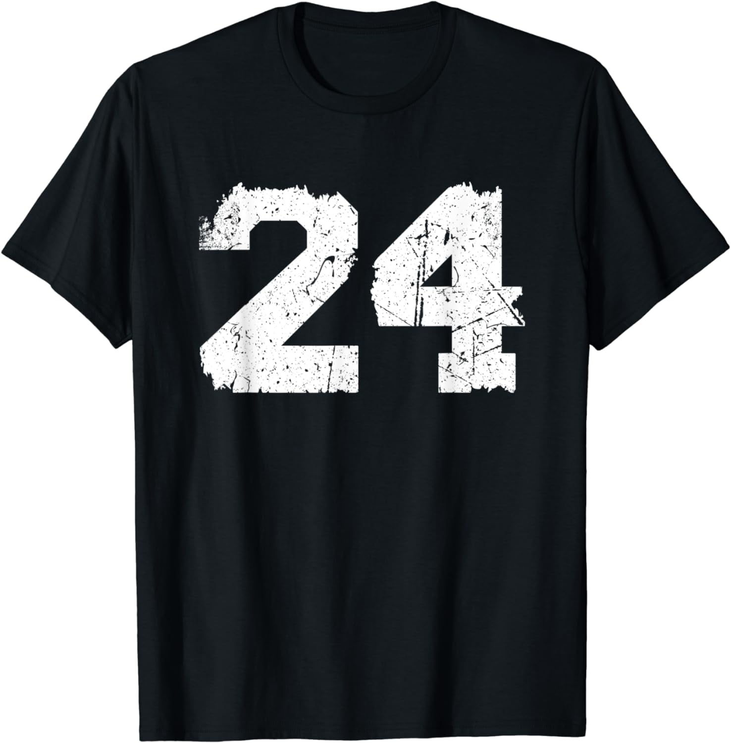 Number #24 Sports Jersey Vintage Torn White Lucky Number T-Shirt ...