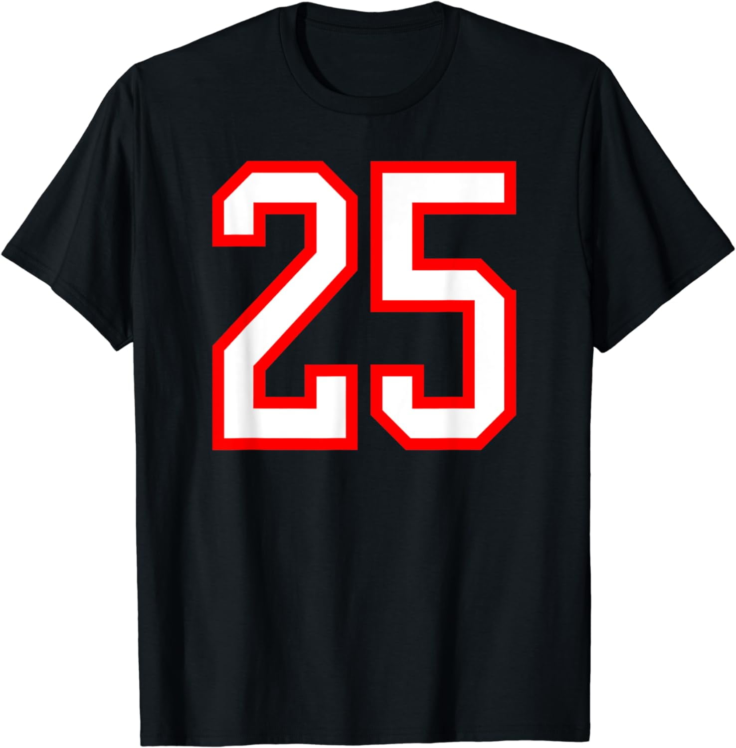 Number #25 White Red Sports Jersey Birthday Lucky Number 25 T-Shirt ...