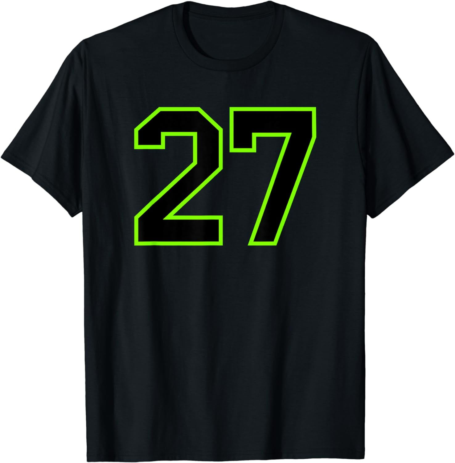 Number #27 Sports Jersey Green Black Favorite Lucky Number T-Shirt ...