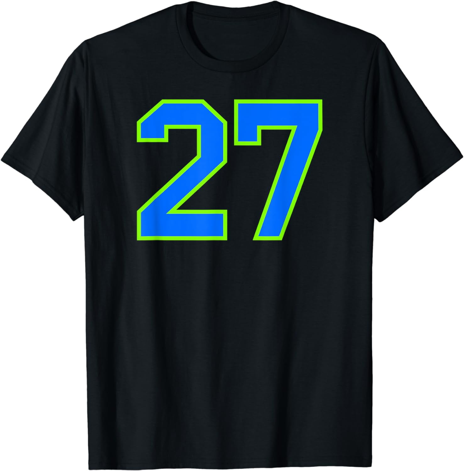 Number #27 Sports Jersey Uniform Blue Green Lucky Number T-Shirt ...