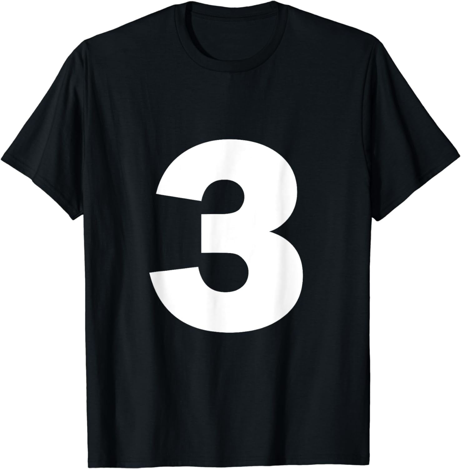 Number 3 Big Bold White Three Numeral Group T-Shirt - Walmart.com