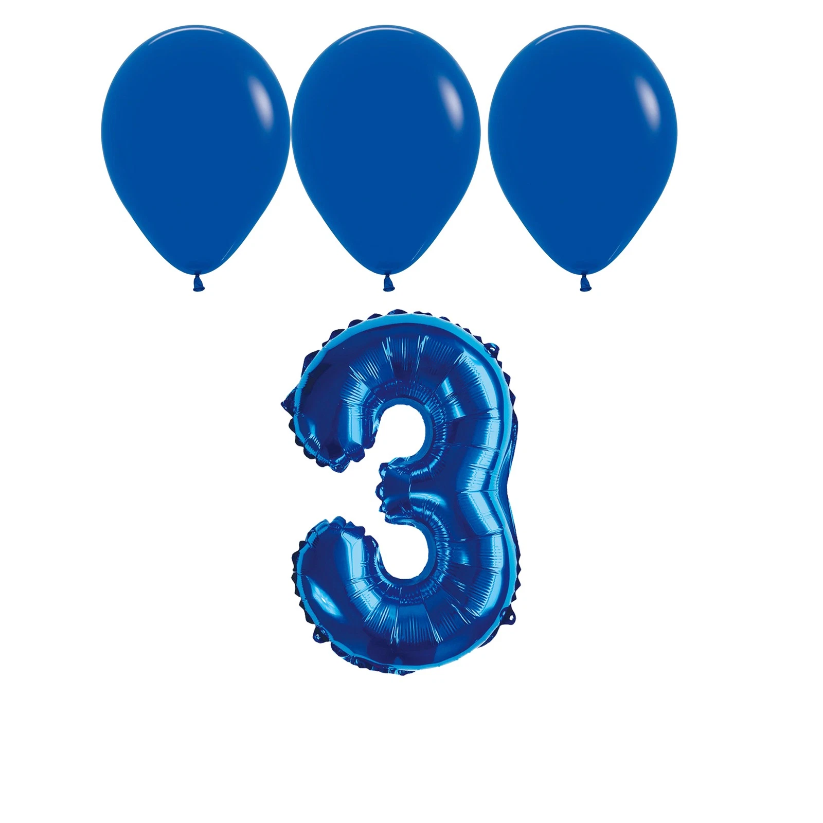 Number 3 Blue Balloon 32 Inch Foil Birthday Milestone 3 Blue Latex ...