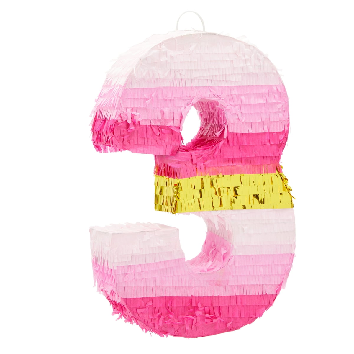 Number 3 Pinata, Pink and Gold for Girls 3rd Birthday Party Decorations ...