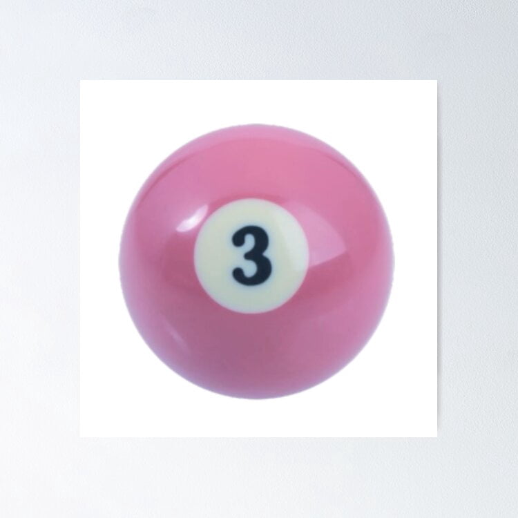 Number 3 Solid Pink Billiard Ball Poster- Unframed Poster | Wall Art ...
