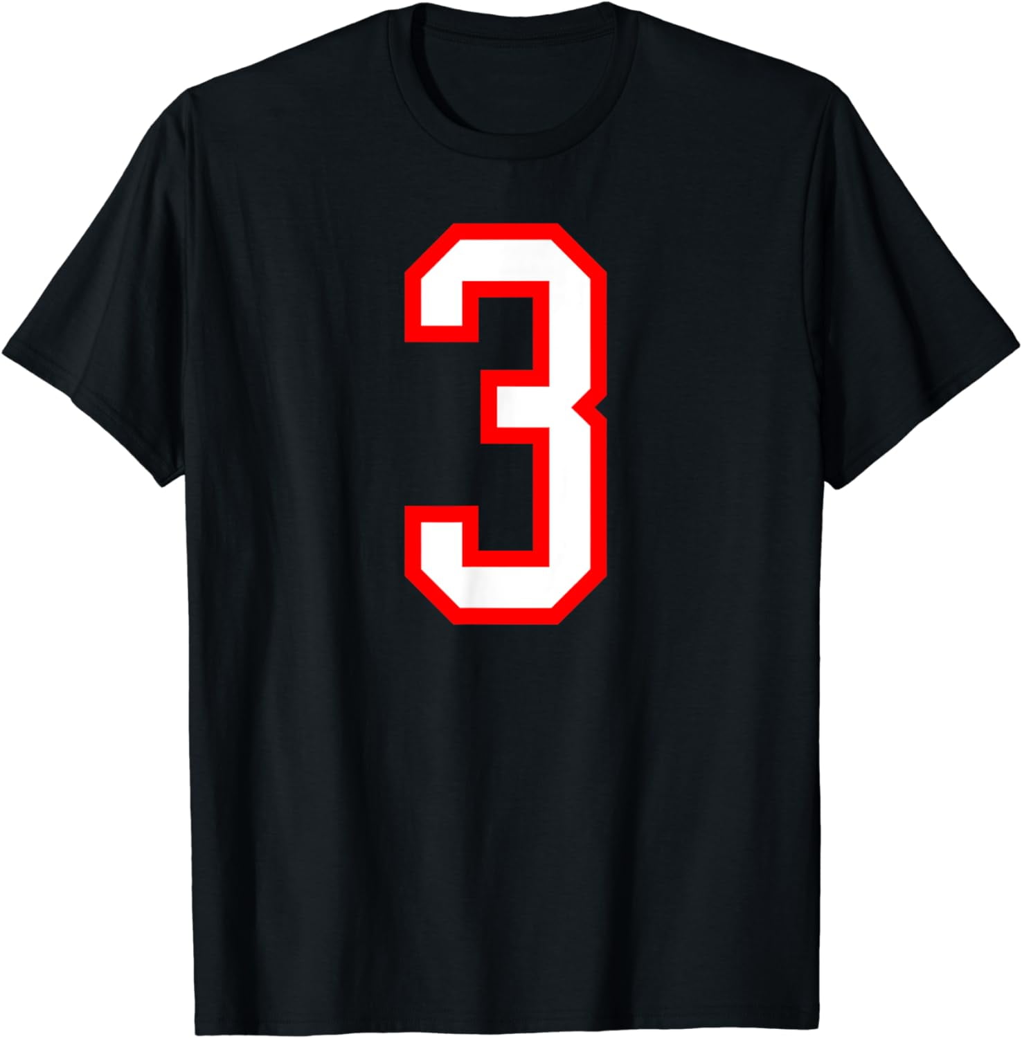 Number #3 White Red Sports Jersey Birthday Lucky Number 3 T-Shirt ...