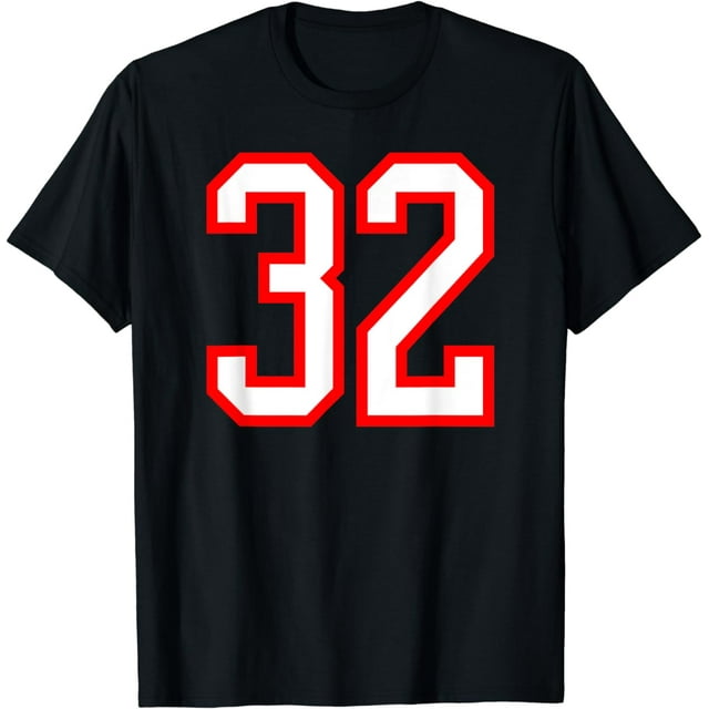 Number #32 White Red Sports Jersey Birthday Lucky Number 32 T-Shirt ...