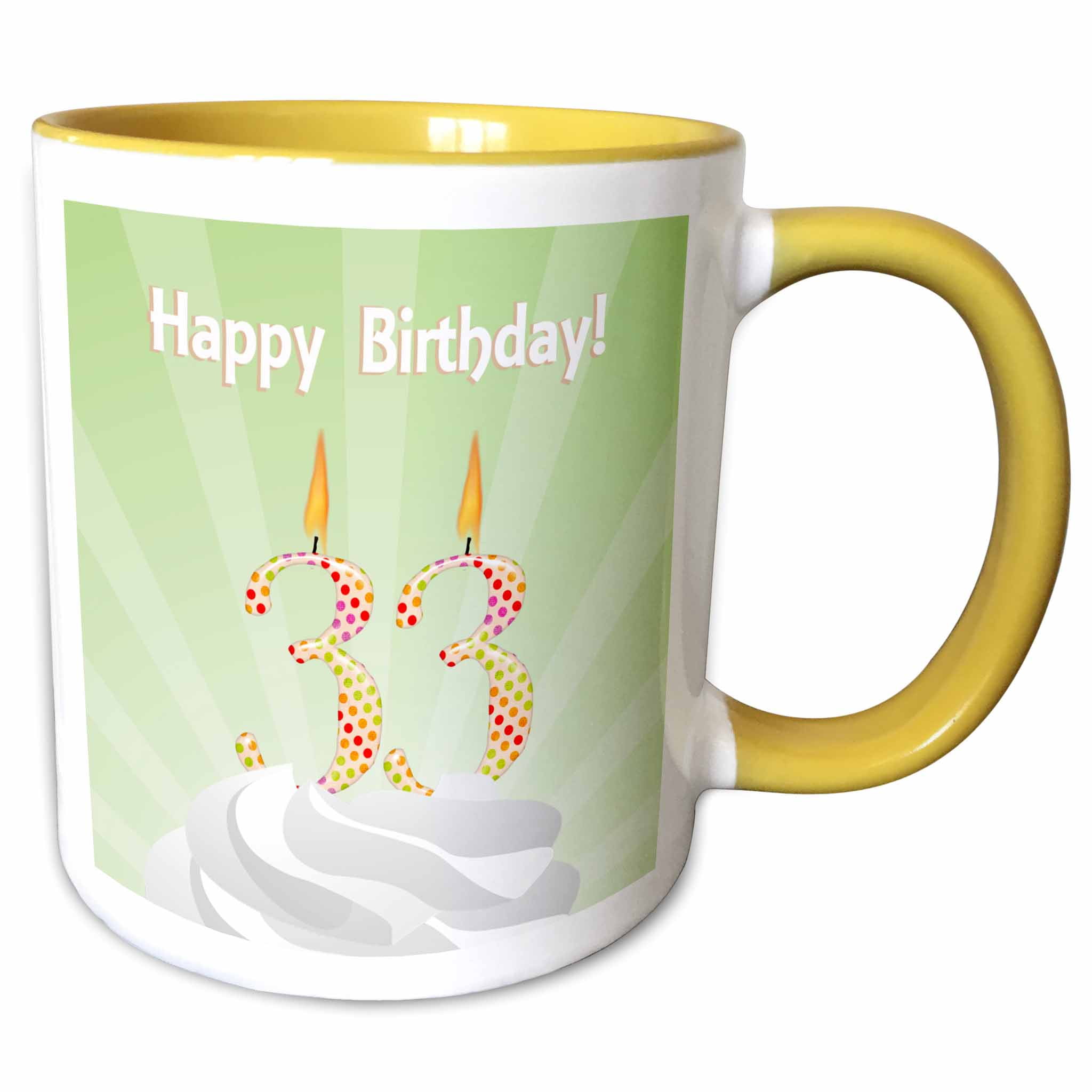 Number 33 Candle with Colorful Dots on Top of Whipped Icing, Happy ...