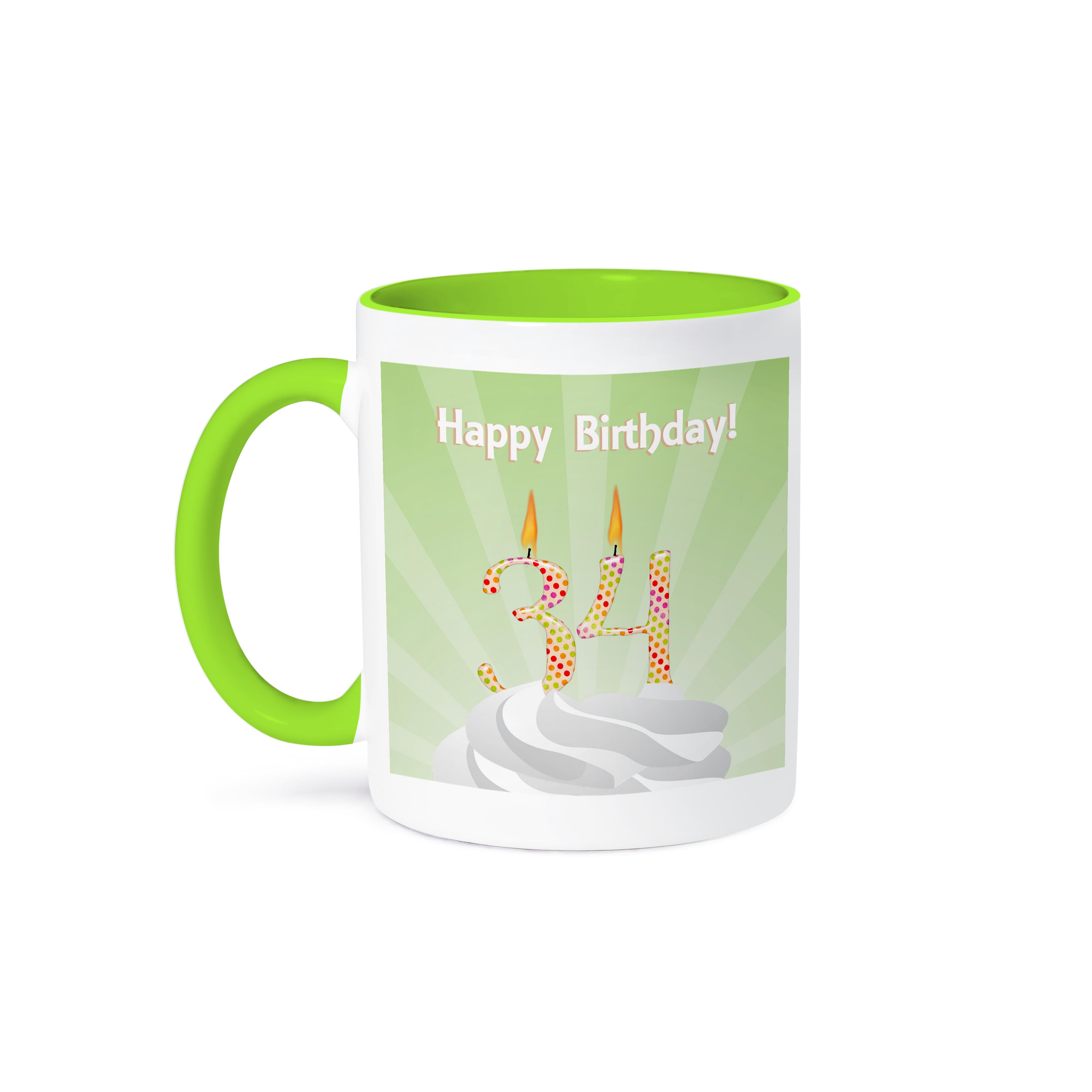 3dRose, Number 34 Candle with Colorful Dots on Top of Whipped Icing ...