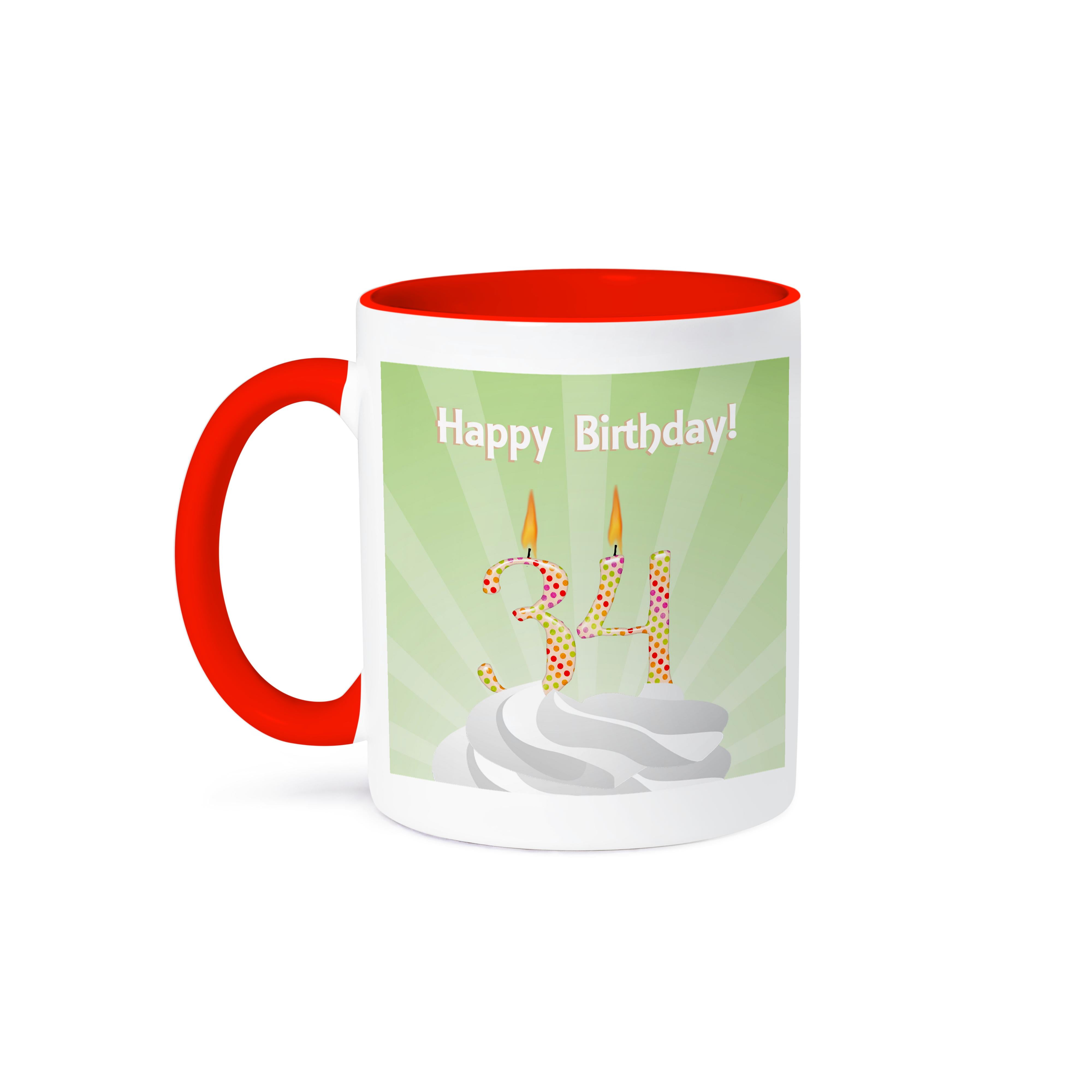 3dRose, Number 34 Candle with Colorful Dots on Top of Whipped Icing ...