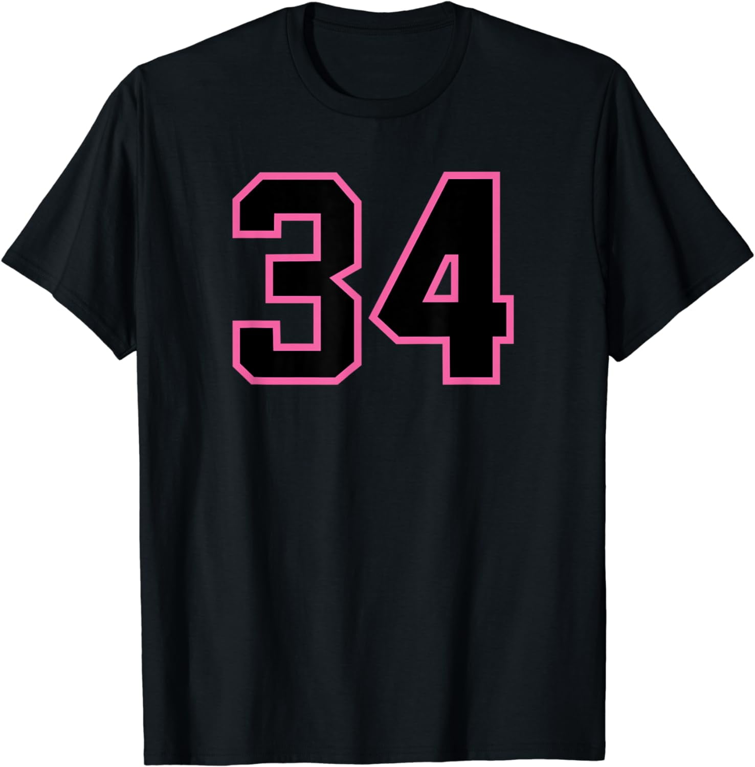 Number #34 Sports Jersey Athlete Fan Pink Black Lucky Number T-Shirt ...