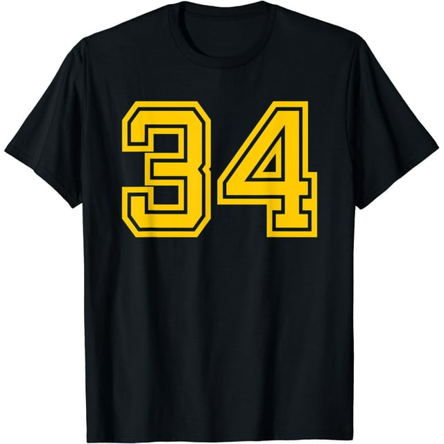 Number #34 Sports Jersey Yellow Retro Lucky Number T-Shirt - Walmart.com