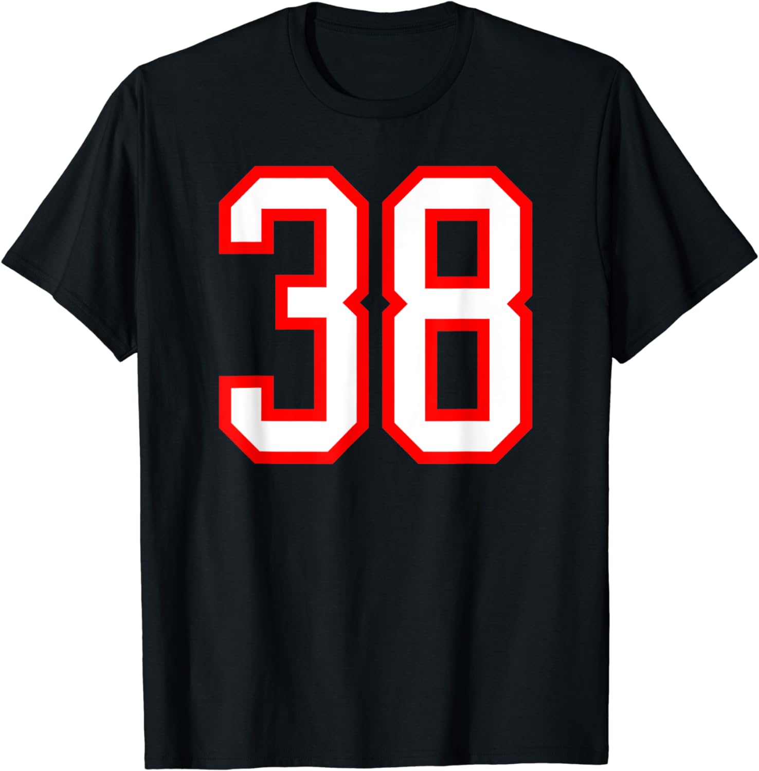 Number #38 White Red Sports Jersey Birthday Lucky Number 38 T-Shirt ...