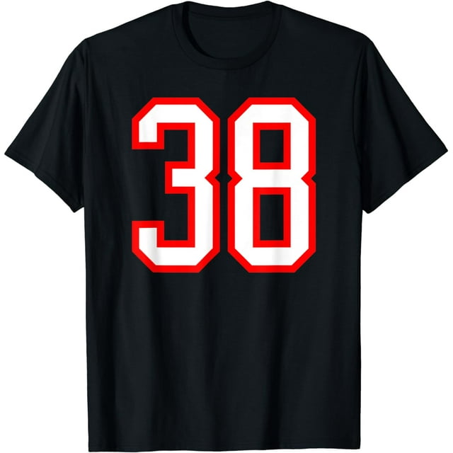 Number #38 White Red Sports Jersey Birthday Lucky Number 38 T-Shirt ...