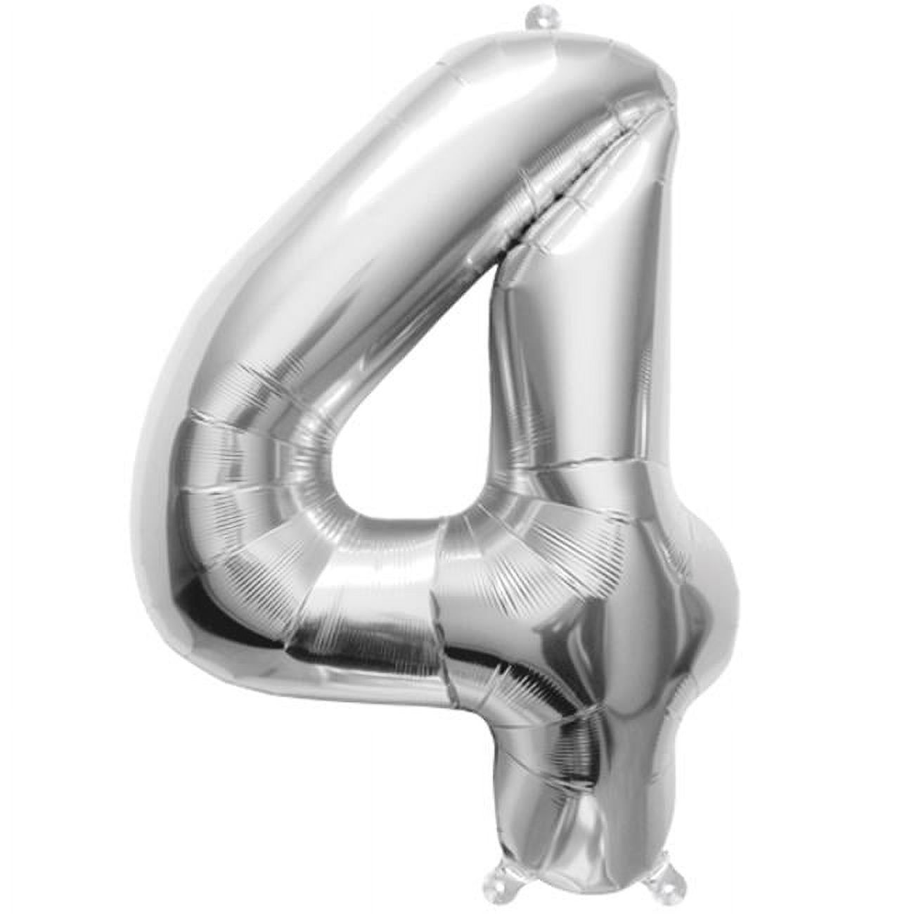 Number 4 Balloon, 13.5", Silver - Walmart.com
