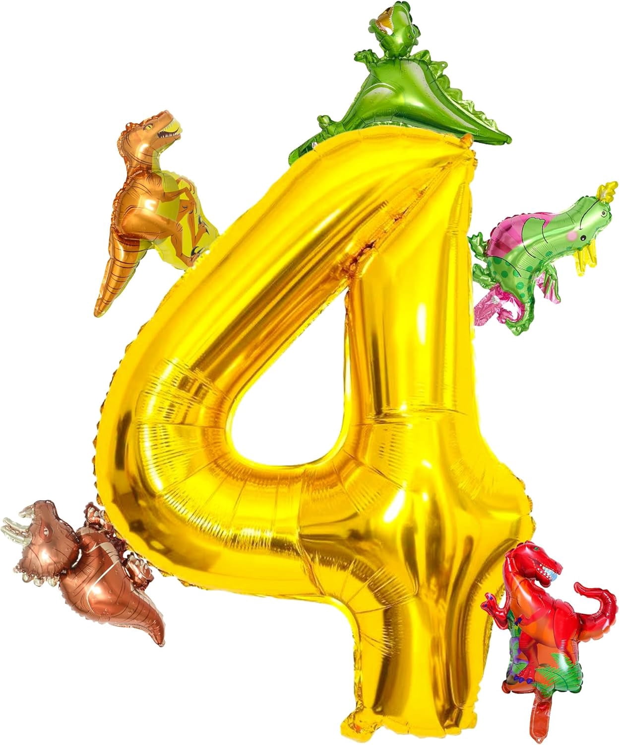 Number 4 Balloon Set, 40 Inch Large Gold Foil Number Balloon with 5 ...