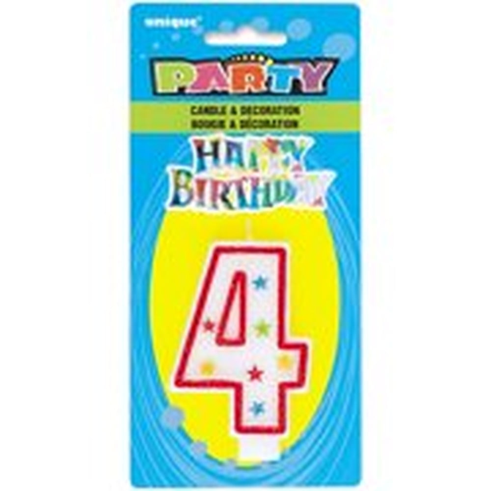 Number 4 Birthday Candle and Cake Topper (Pack of 4) - Walmart.com
