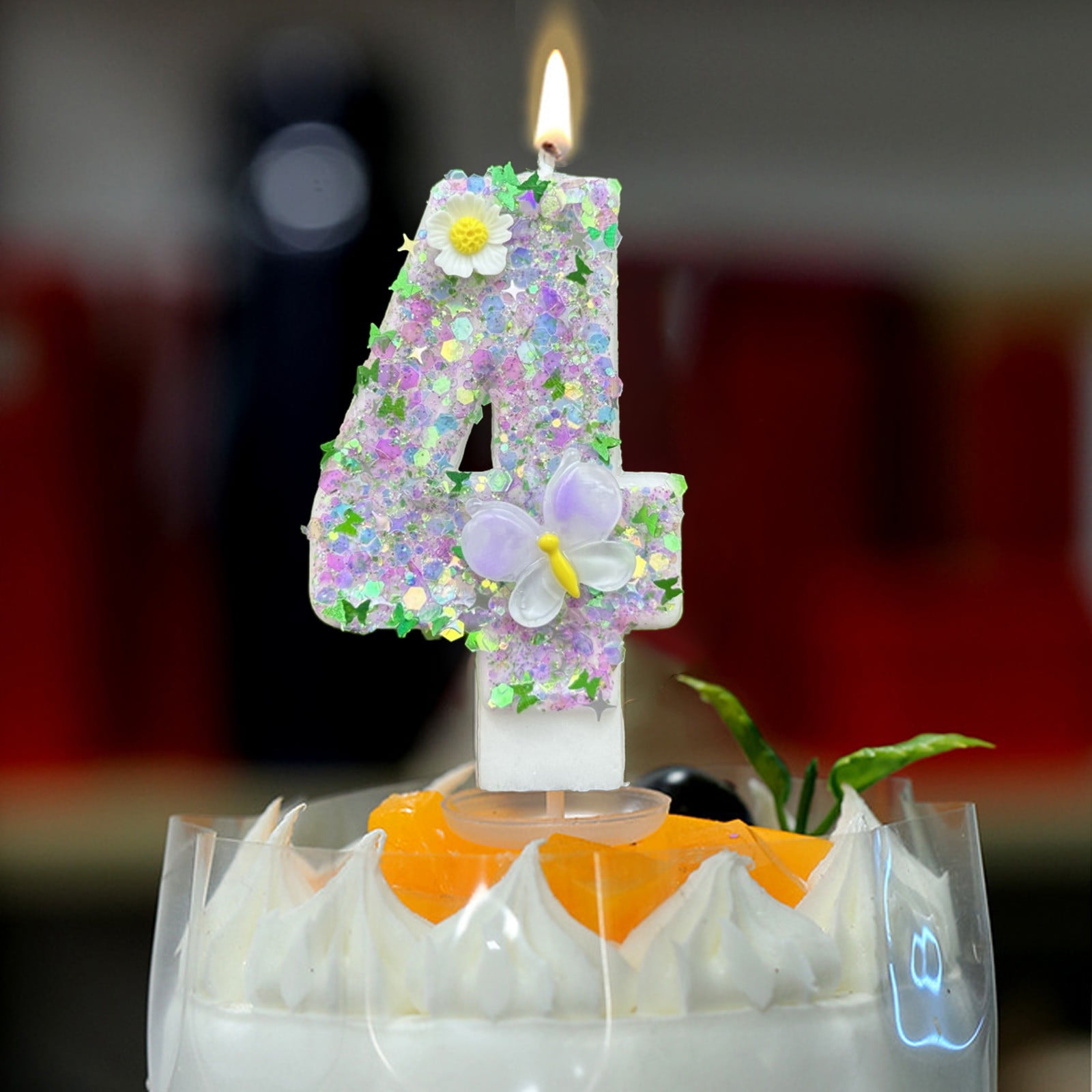 Number 4 Birthday Candles, Macaron 3D Number Candles for Cake Topper ...