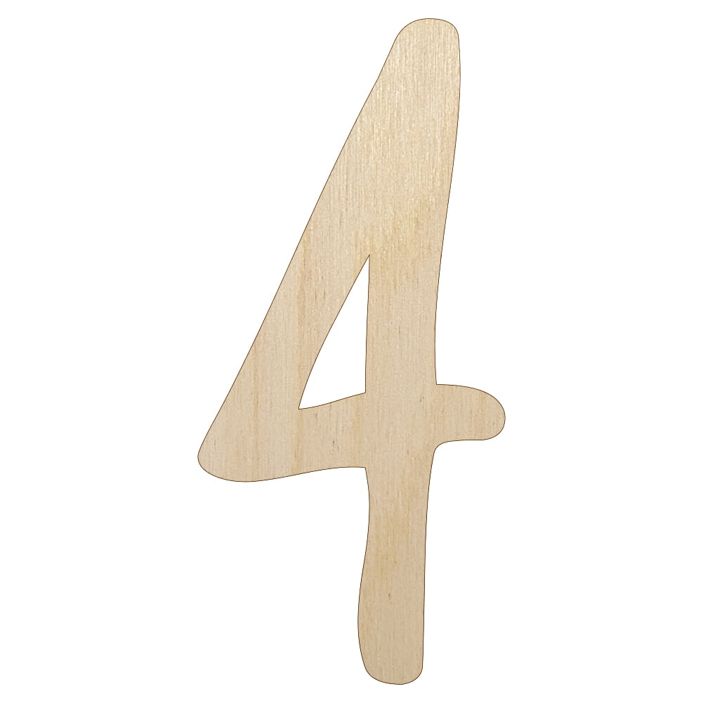 Number 4 Four Felt Marker Font Wood Shape Unfinished Piece Cutout Craft ...