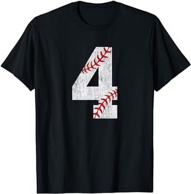 Number #4 Vintage 4th Birthday Baseball Lover 4 Years Old T-Shirt ...